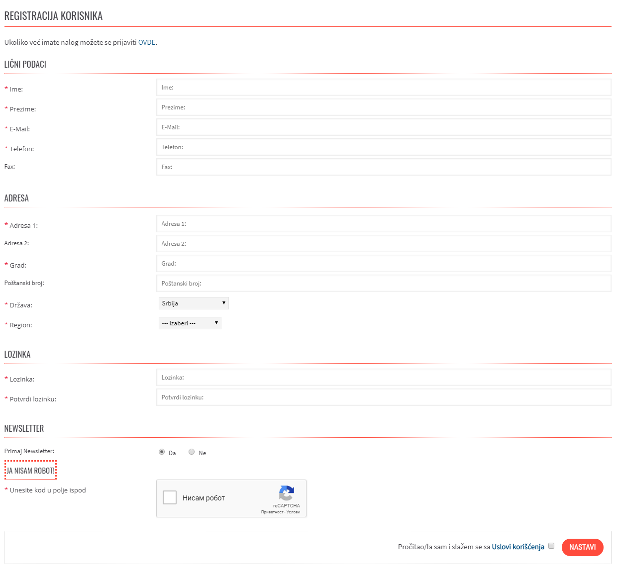 Uputstvo za registraciju